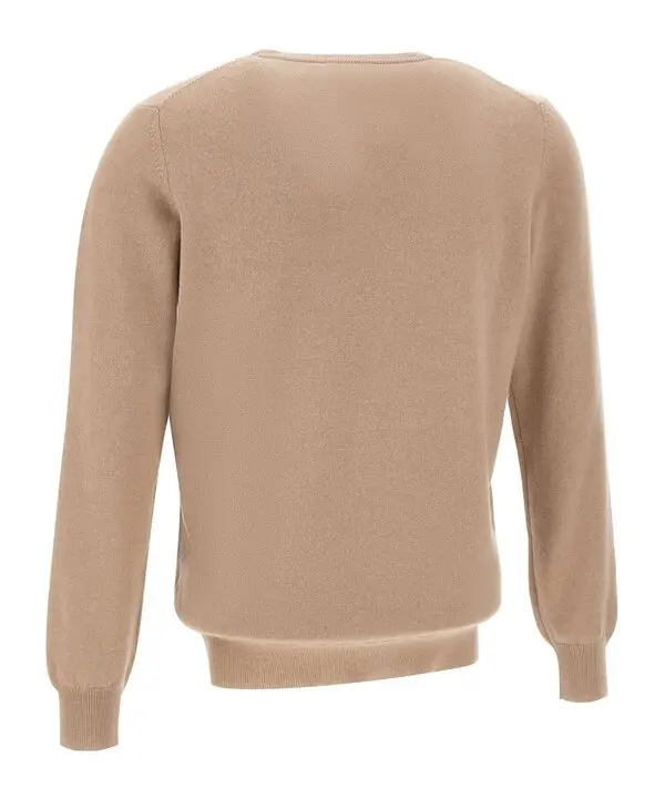 KANGRA Ribbed Crew Neck Sweater - Brown
