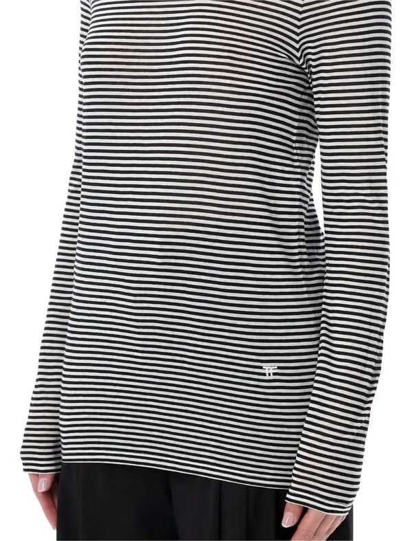 TOM FORD Striped Long Sleeve Top - Black