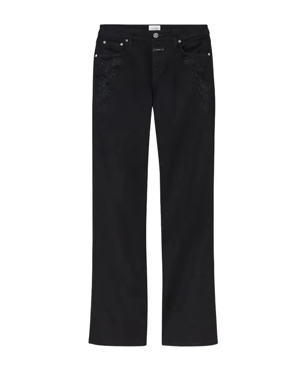 Closed Embroidered High-rise Jeans - Black