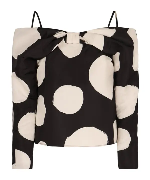 Nina Ricci Polka-dot Off-the-shoulder Top - Black