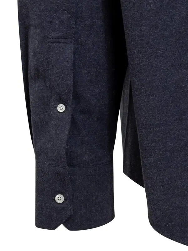 Thom Browne Rwb Striped Curved Hem Shirt - Navy Blue
