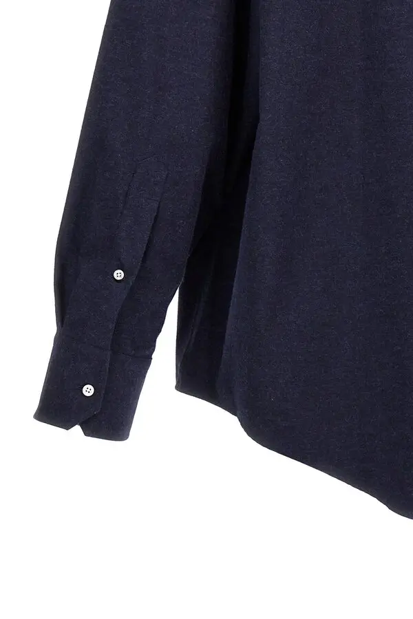 Thom Browne Rwb Striped Curved Hem Shirt - Navy Blue