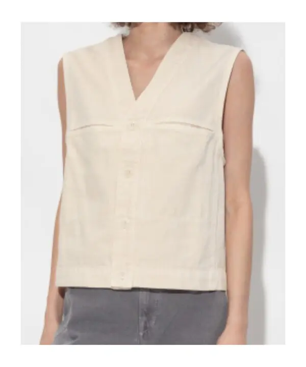 LEMAIRE V-neck Denim Vest - Beige