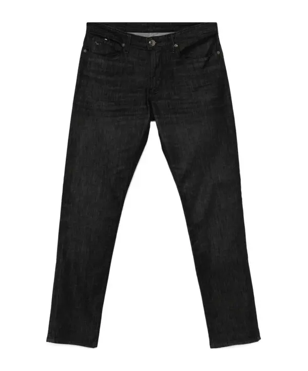 Emporio Armani Logo Plaque Slim-cut Jeans - Black