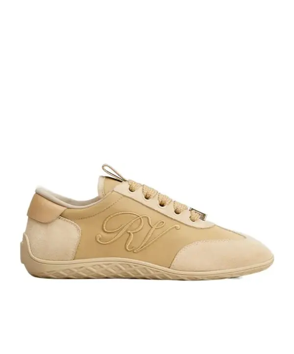ROGER VIVIER Viv Low Embroidered-logo Sneakers - Beige