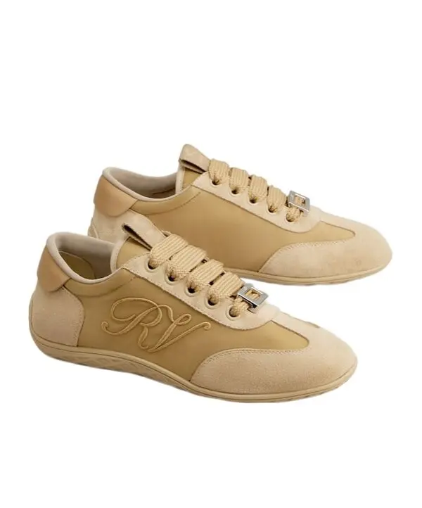 ROGER VIVIER Viv Low Embroidered-logo Sneakers - Beige