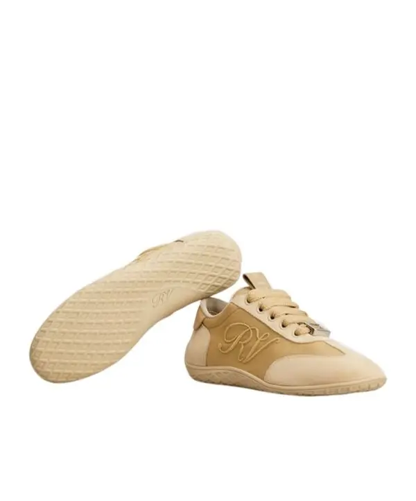 ROGER VIVIER Viv Low Embroidered-logo Sneakers - Beige