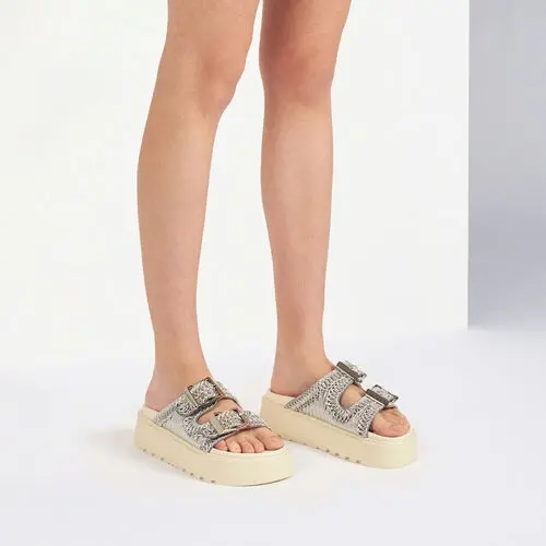 Casadei Birky Platform Slides - White