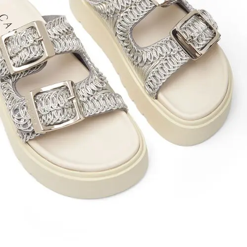 Casadei Birky Platform Slides - White