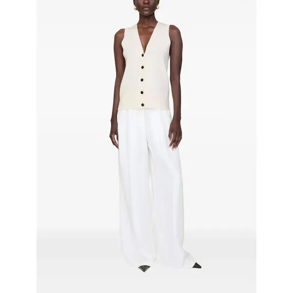 ANINE BING Ribbed-knit Plunging V-neck Vest