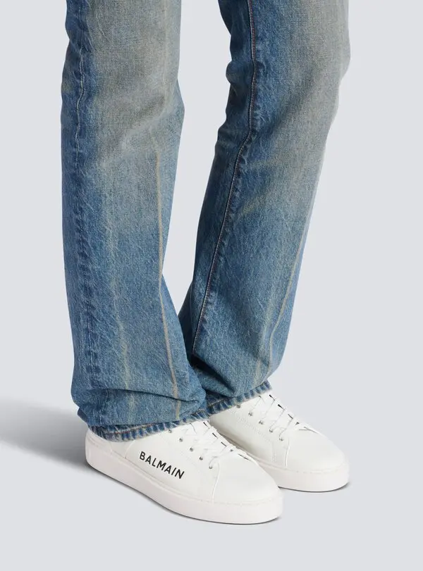 Balmain Calfskin B-court Trainers - White