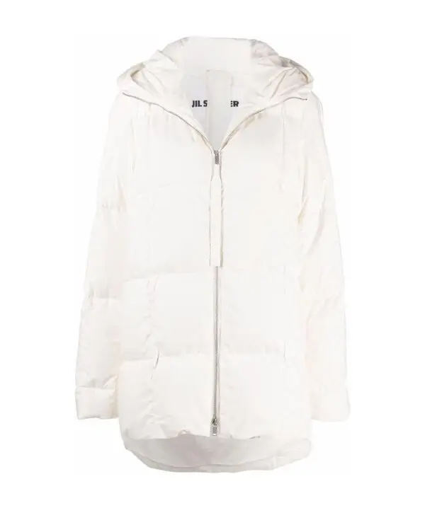 JIL SANDER Padded Zip-up Hooded Coat - Nude