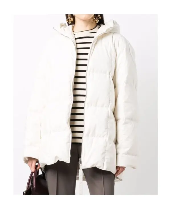 JIL SANDER Padded Zip-up Hooded Coat - Nude