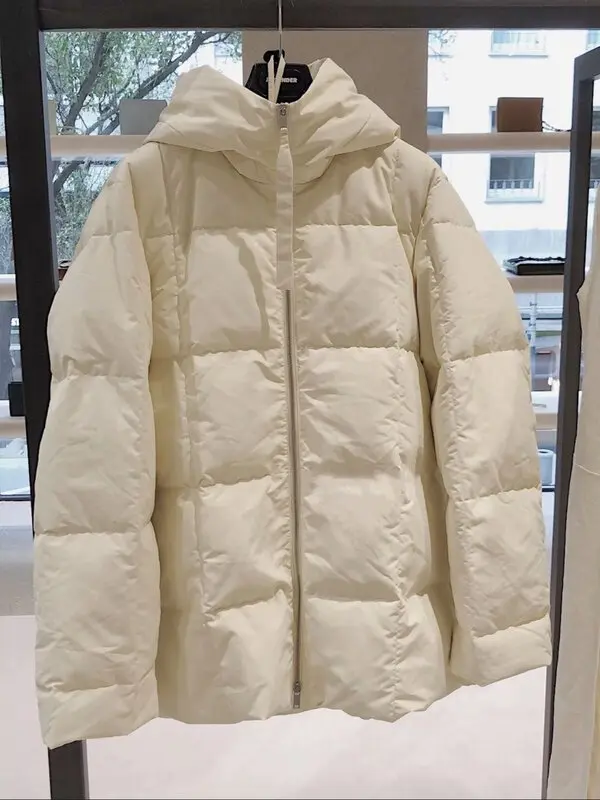 JIL SANDER Padded Zip-up Hooded Coat - Nude