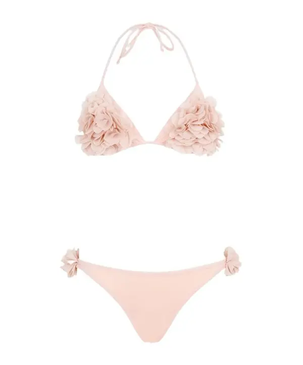 LA REVECHE Shayna 3d Flower Bikini - Nude