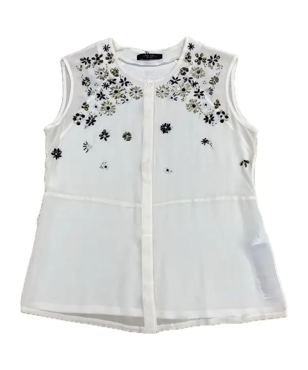 Max Mara Sleeveless Graphic Pattern Blouse