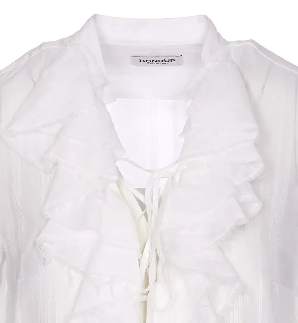 DONDUP Ruffle Trim Tie Neck Long Sleeve Blouse