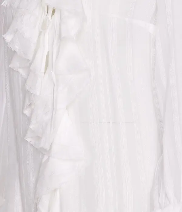 DONDUP Ruffle Trim Tie Neck Long Sleeve Blouse