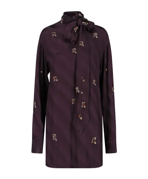 Dries Van Noten Embellished Tie Neck Shirt