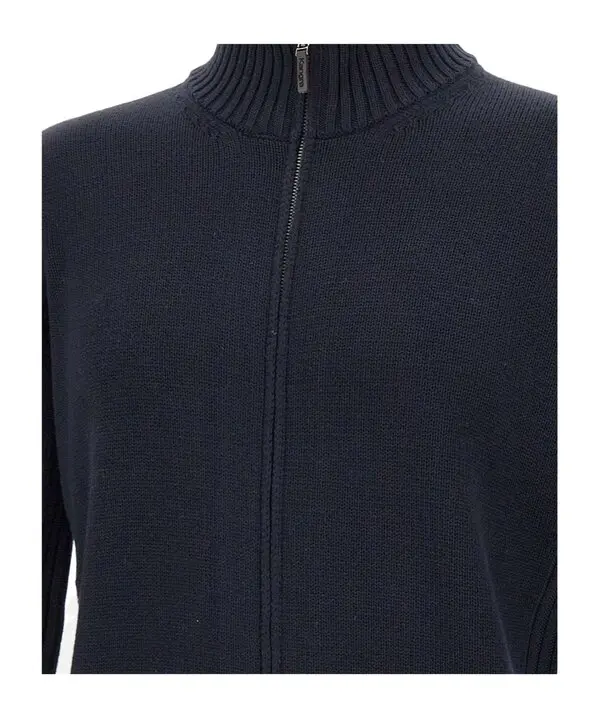 KANGRA Ribbed Zip Stand-collar Cardigan - Black