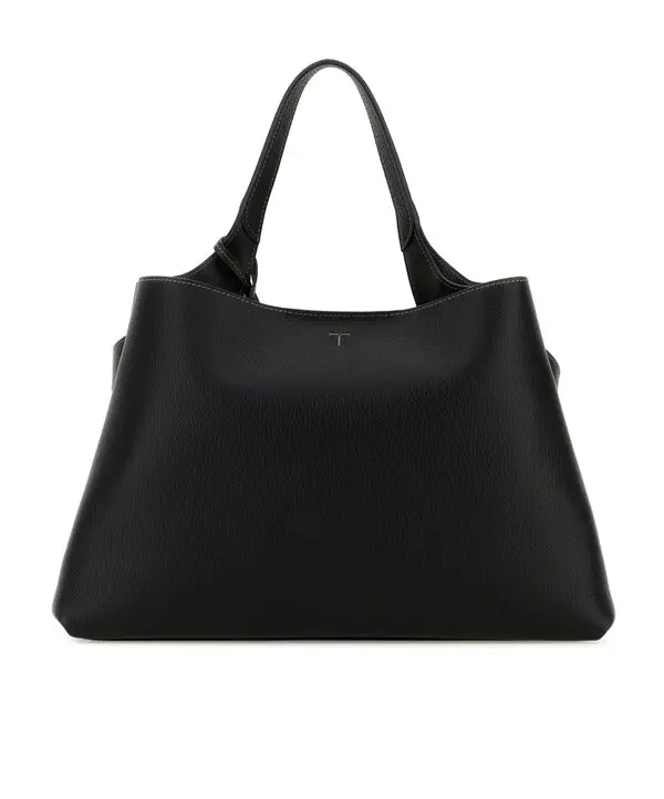 TOD'S Logo Embossed Top Handle Bag - Black