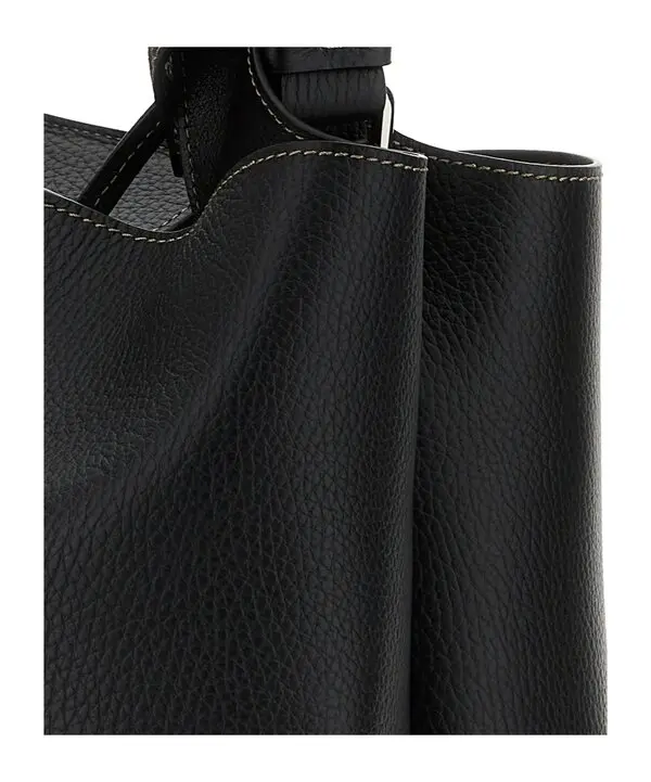 TOD'S Logo Embossed Top Handle Bag - Black