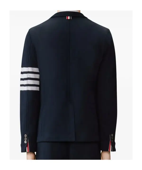 Thom Browne Double Face Knit 4-bar Sack Jacket - Navy Blue