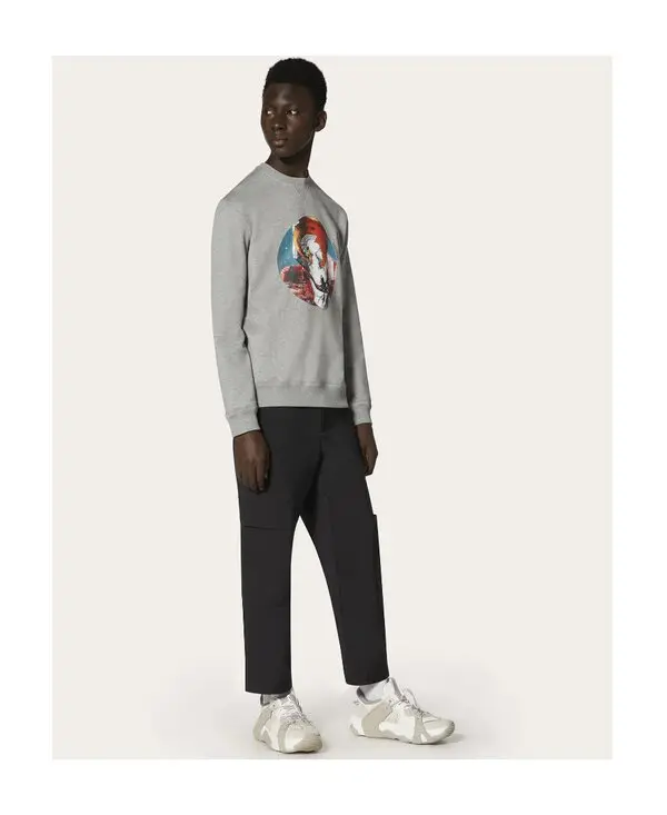 Valentino Garavani Printed Crew Neck Long Sleeve Sweater