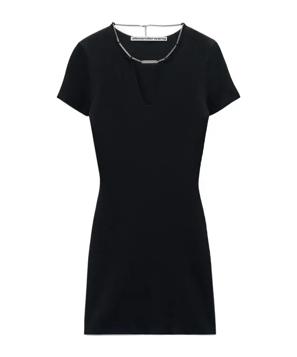 Alexander Wang Ribbed Logo Nameplate Bodycon Minidress