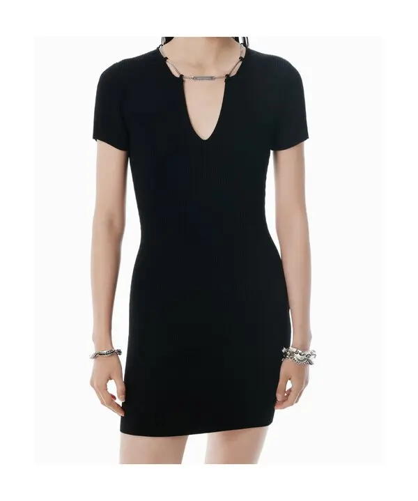 Alexander Wang Ribbed Logo Nameplate Bodycon Minidress