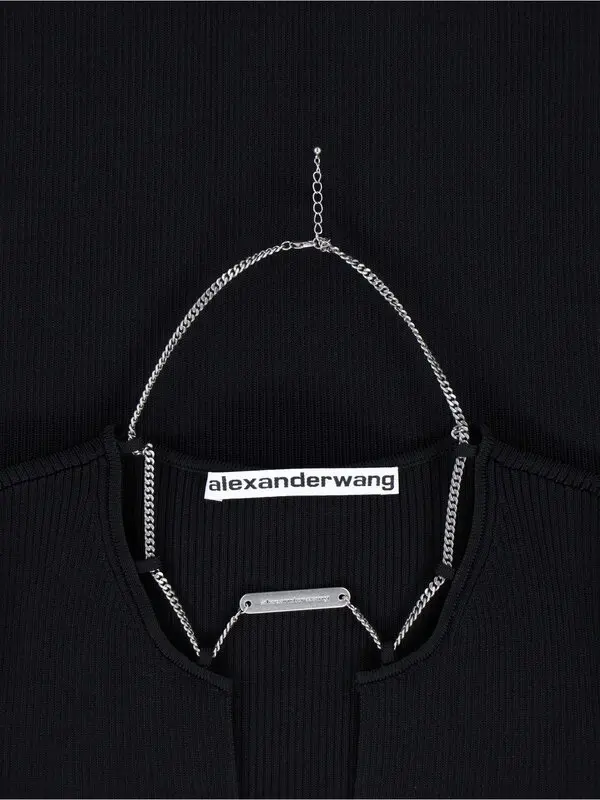 Alexander Wang Ribbed Logo Nameplate Bodycon Minidress