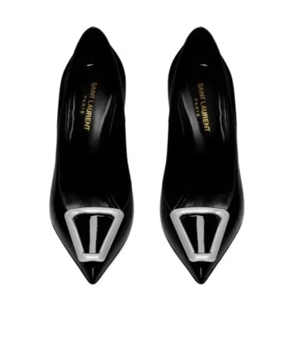 Saint Laurent Avenue Pointed-toe Pumps With Silver Detail