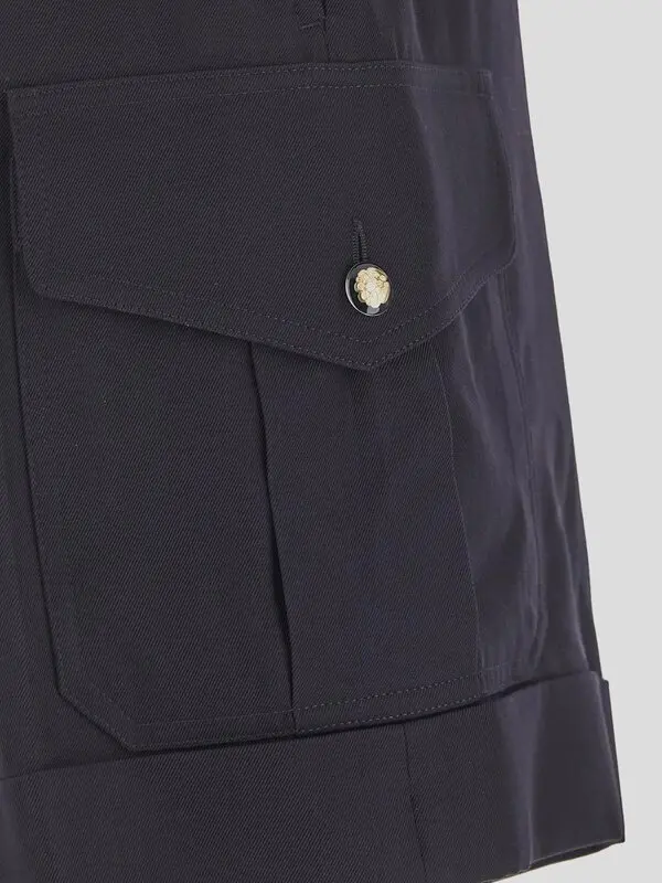 Alexander McQueen High Waist Cargo Shorts With Pleated Details