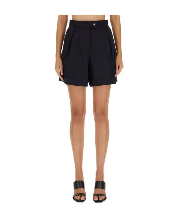 Alexander McQueen High Waist Cargo Shorts With Pleated Details