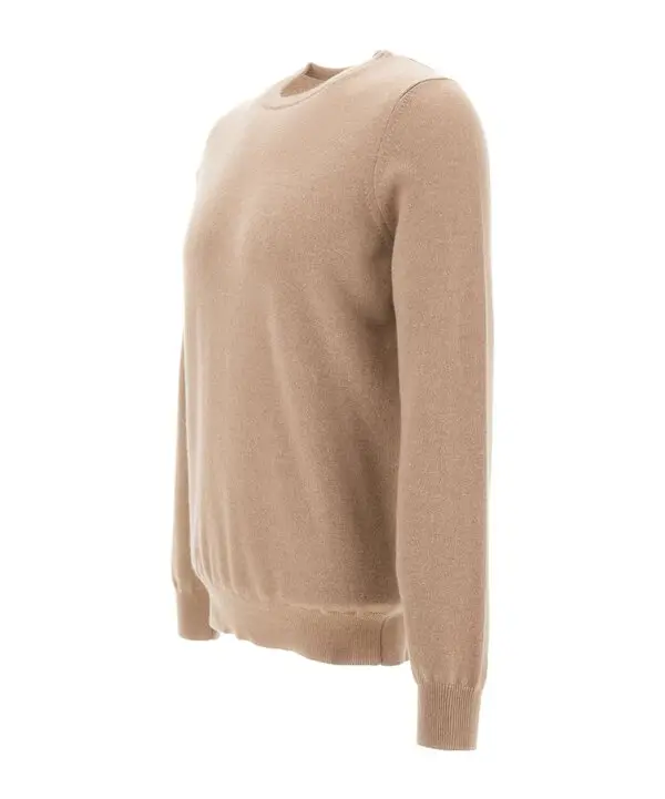KANGRA Crew Neck Knitted Sweater - Light Brown