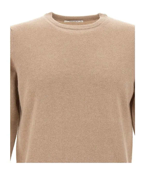 KANGRA Crew Neck Knitted Sweater - Light Brown