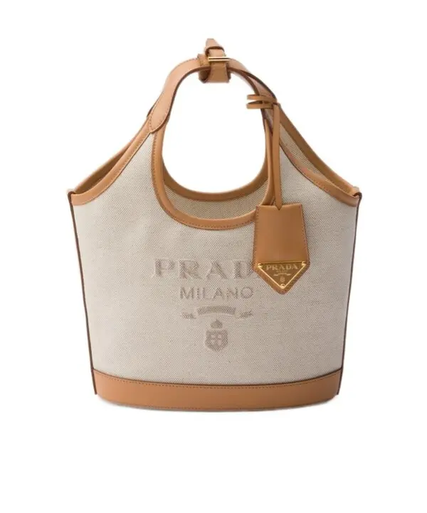 Prada Logo Print Mini Bucket Bag - Neutral Color