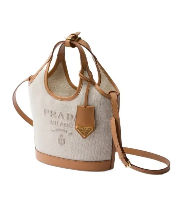 Prada Logo Print Mini Bucket Bag - Neutral Color