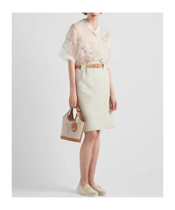 Prada Logo Print Mini Bucket Bag - Neutral Color