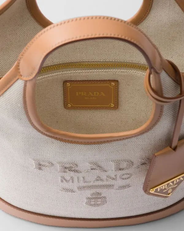 Prada Logo Print Mini Bucket Bag - Neutral Color