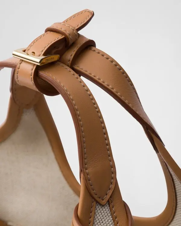 Prada Logo Print Mini Bucket Bag - Neutral Color