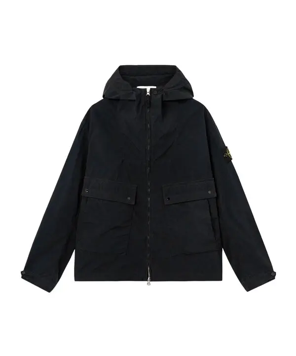 Stone Island Zip-front Hooded Jacket - Black