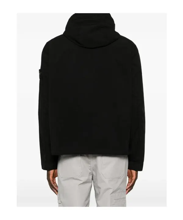 Stone Island Zip-front Hooded Jacket - Black
