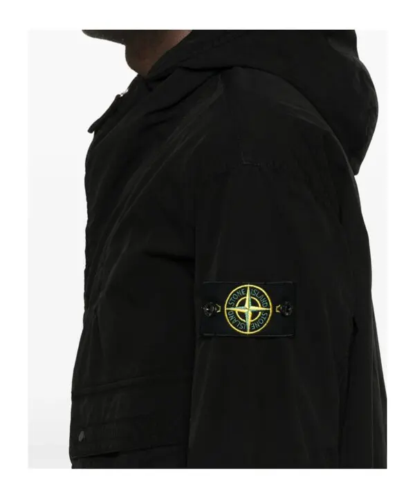 Stone Island Zip-front Hooded Jacket - Black