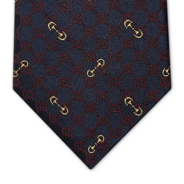 Gucci Horsebit Embroidered Tie - Black