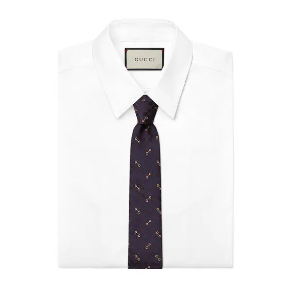 Gucci Horsebit Embroidered Tie - Black