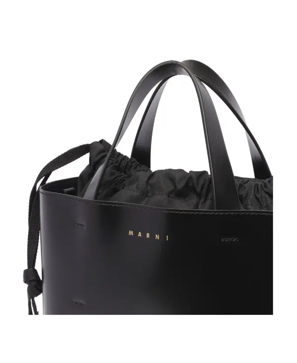 Marni Logo Printed Drawstring Tote Bag - Black
