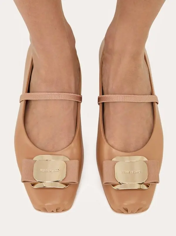 FERRAGAMO Vara Square-toe Ballet Flats