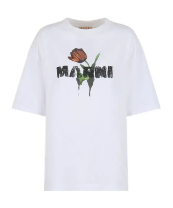 Marni Tulip Print Crewneck T-shirt - Lilywhite
