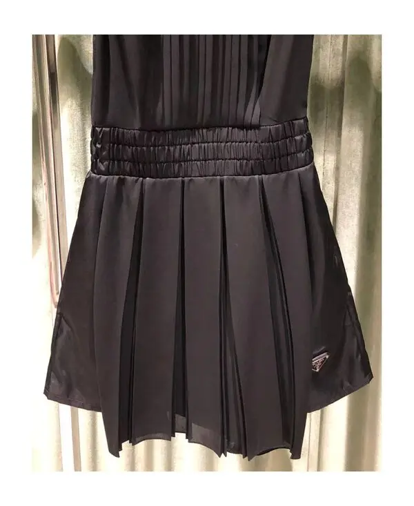 Prada Sablé And Re-nylon Sleeveless Jumpsuit With Pleated Details